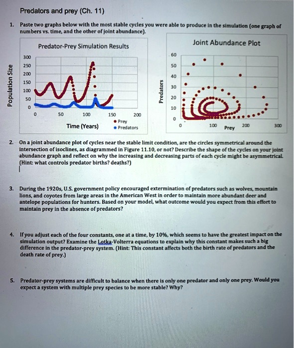 SOLVED: Predators and prey (Ch: 11) Paste two graphs below with the ...