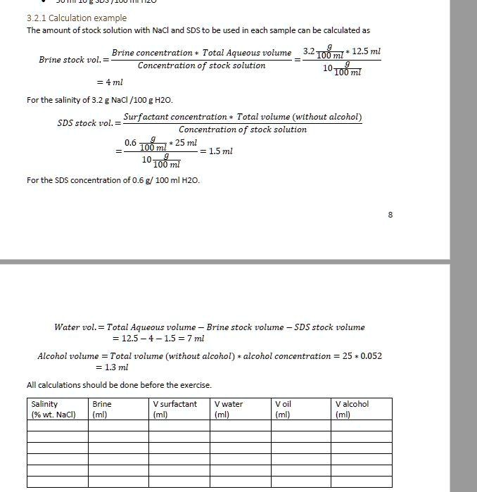 321 calculation example the amount of stock solution with nacl and ...