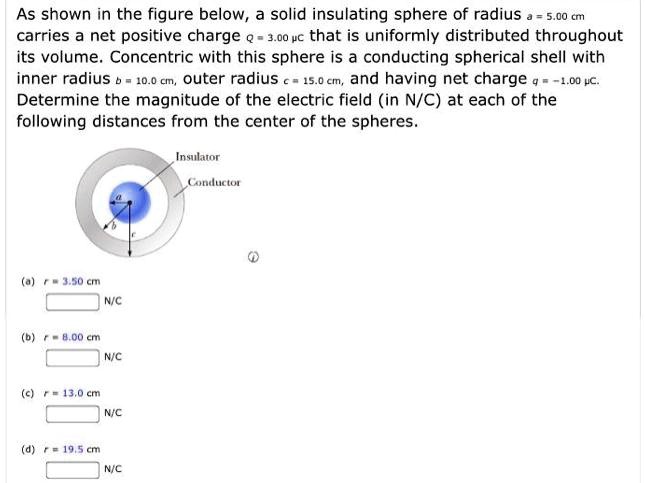SOLVED: As shown in the figure below, a solid insulating sphere of radius L carries a net ...