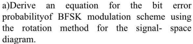 SOLVED: Derive an equation for the bit error probability of BFSK ...