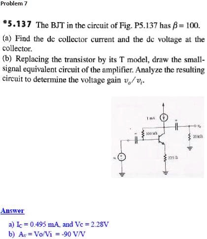 problem 7 5137 the bjt in the circuit of fig ps137 has 8 loo a find the ...