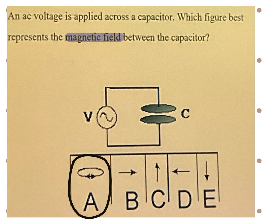 an ac voltage is applied across a capacitor which figure best ...
