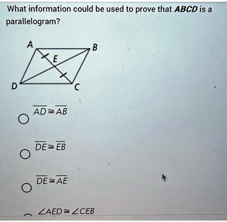 Solved What Information Could Be Used To Prove That Abcd Is A