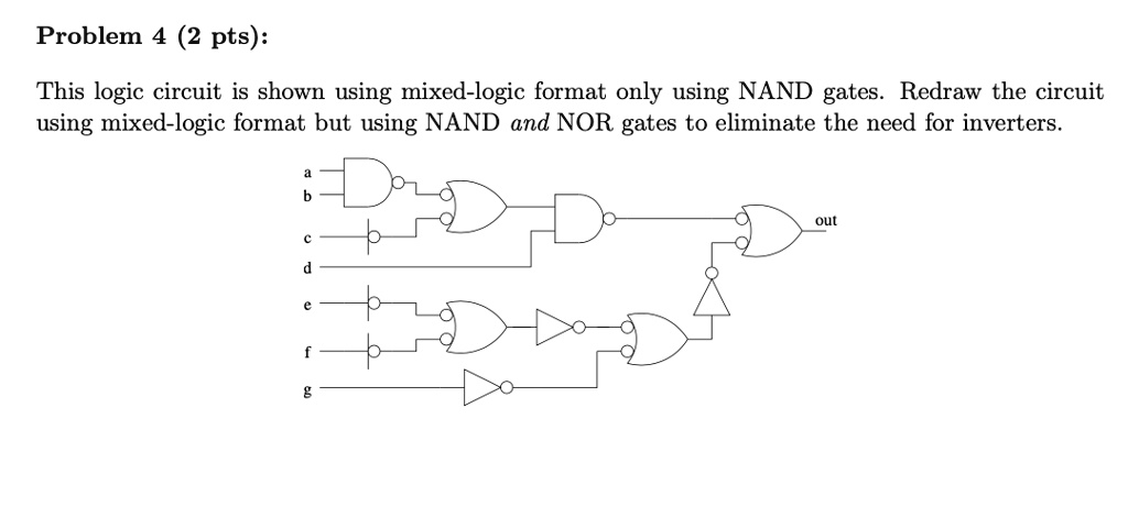 Problem 4 2 Pts This Logic Circuit Is Shown Using Mixed Logic Format Only Using Nand Gates
