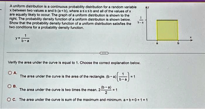 SOLVED: A uniform distribution is a continuous probability distribution ...
