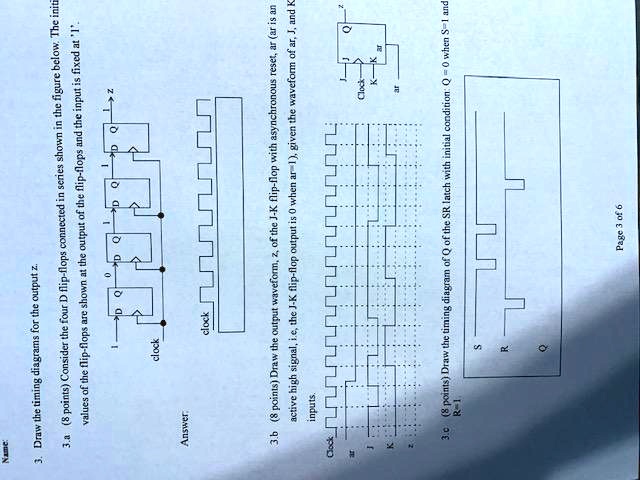 SOLVED: Draw the timing diagrams for the output z. 3.a (8 points) Consider the four D flip-flops ...