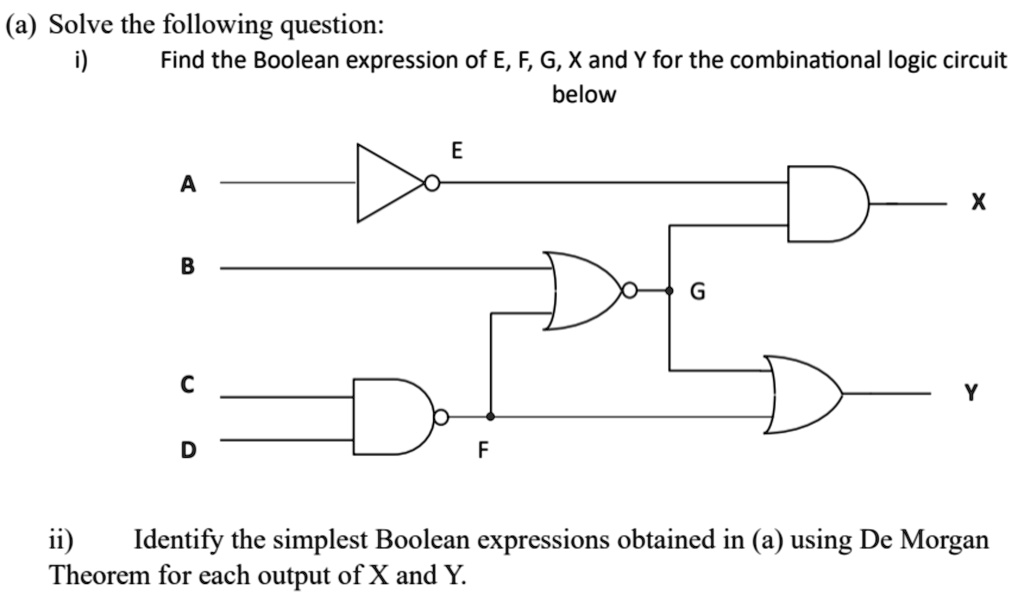 A Solve The Following Question I Find The Boolean Expression Of E F G X And Y For The