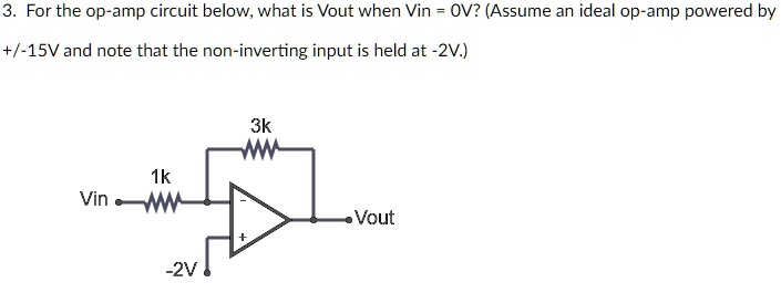 SOLVED: For the op-amp circuit below, what is Vout when Vin OV? (Assume an ideal op-amp powered ...
