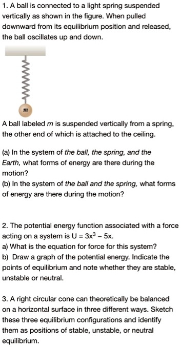 SOLVED: A ball is connected t0 light spring suspended vertically as ...
