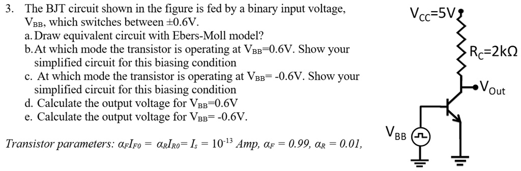 3. The BJT circuit shown in the figure is fed by a binary input voltage ...