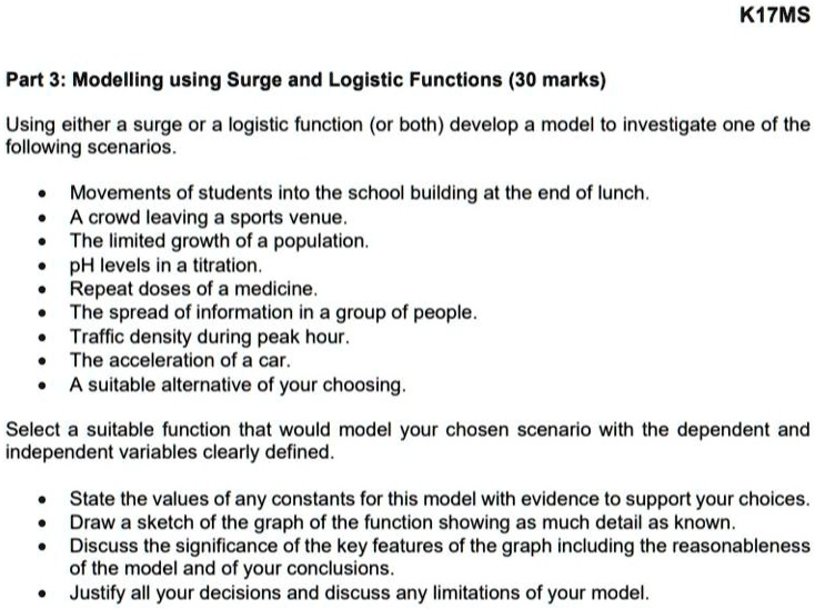 K17MS Part 3: Modelling using Surge and Logistic Functions (30 marks ...