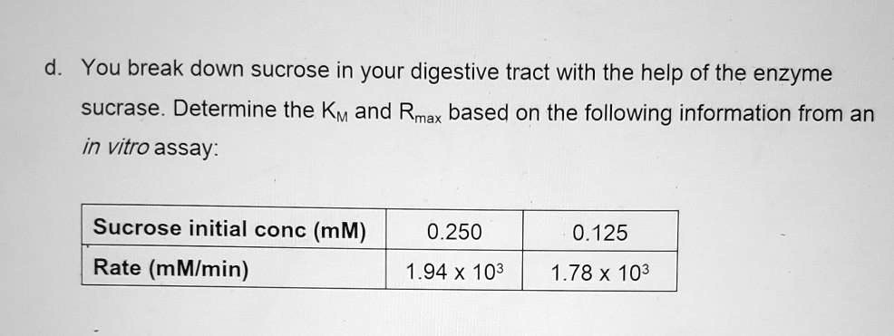 SOLVED: You break down sucrose in your digestive tract with the help of the enzyme sucrase ...