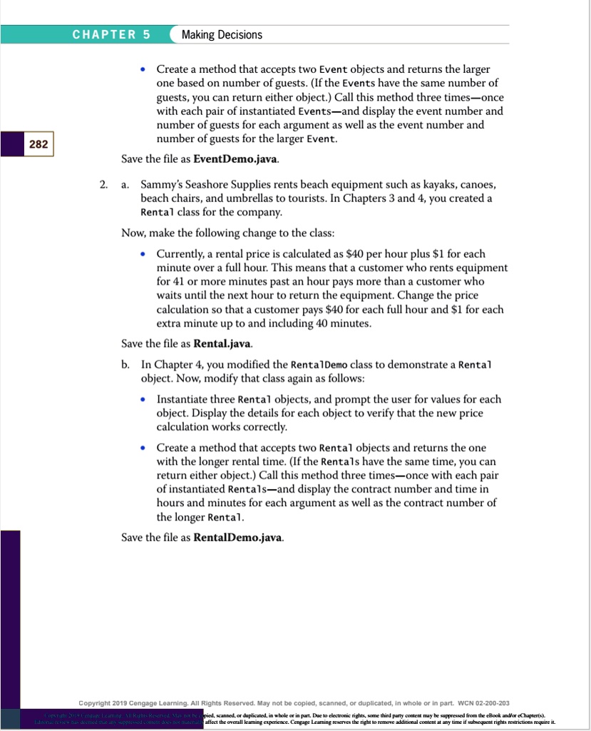 Solved Chapter 5 Making Decisions Create A Method That Accepts Two Event Objects And Returns 7311