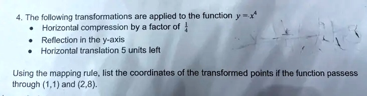 SOLVED: The following transformations are applied to the function ye ...