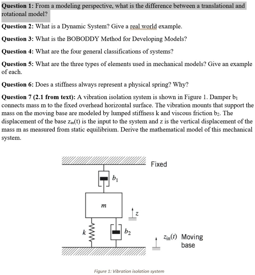 Question 1: From a modeling perspective, what is the difference between ...