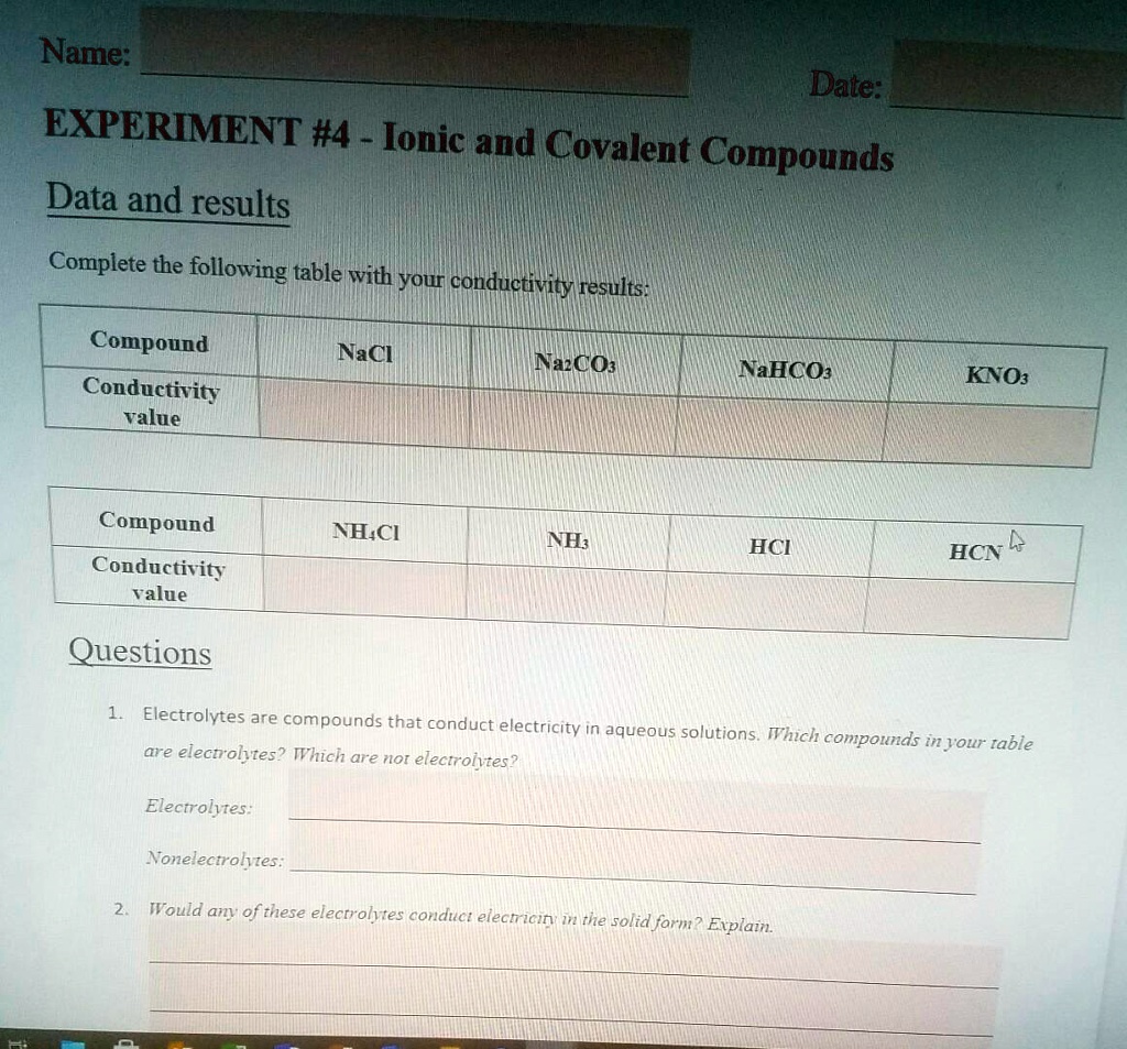 name dalte experiment 4 ionic and covalent compounds data and results ...
