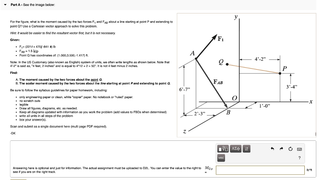 Part A - See the image below: For the figure, what is the moment caused ...