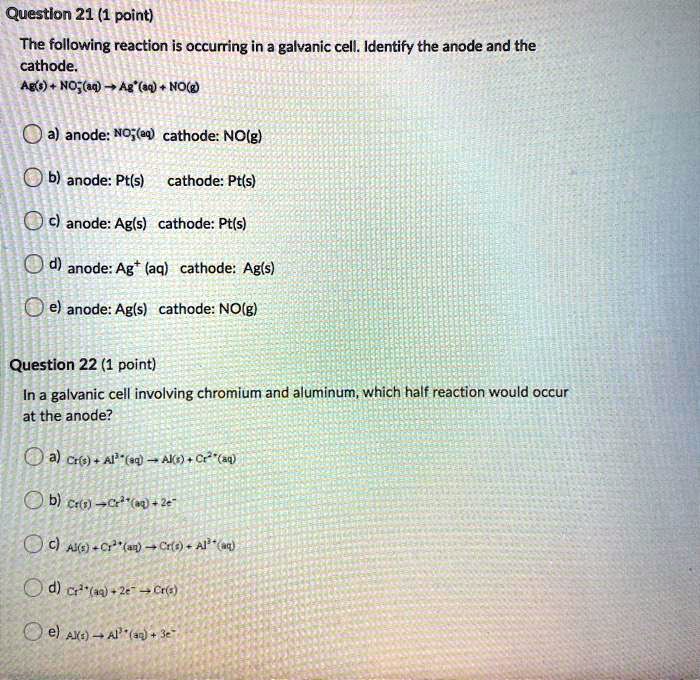 SOLVED:Question 21 (1 point) The following reaction is occurring in a ...
