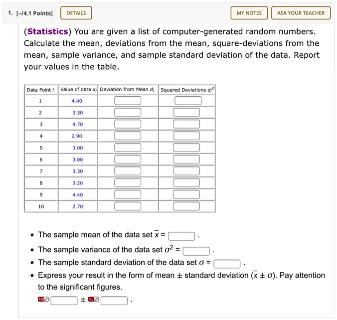 [GET ANSWER] 41 points details my notes ask your teacher statistics you ...