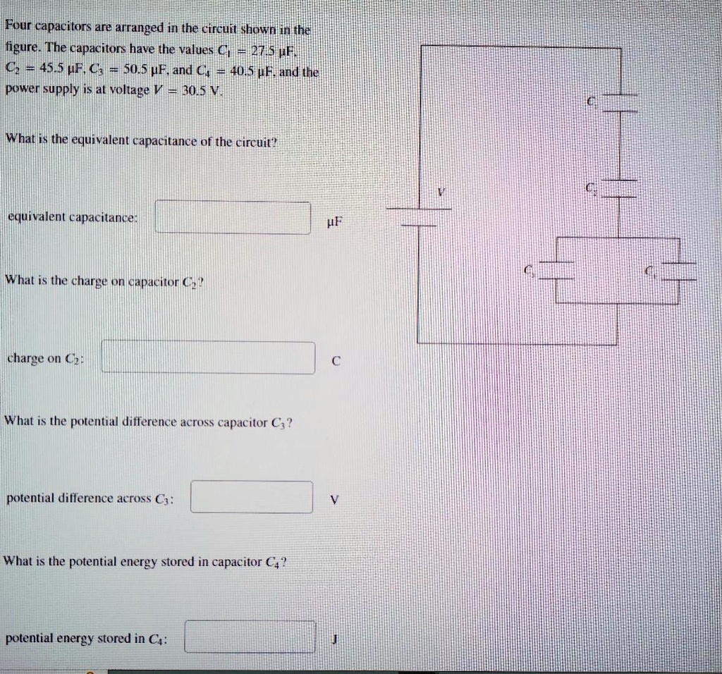 [GET ANSWER] Four capacitors are arranged in the circuit shown in the figure. The capacitors ...