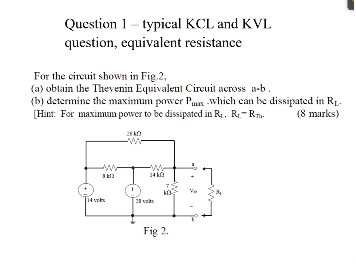 question 1 typical kcl and kvl question equivalent resistance for the circuit shown in fig2 a ...