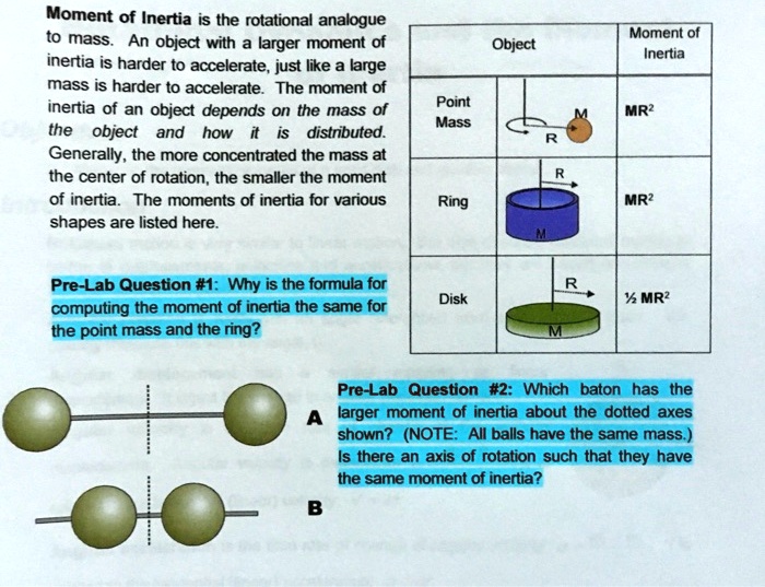 Moment of Inertia is the rotational analogue to mass. An object with a ...