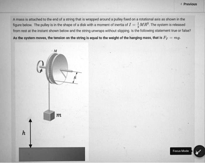 SOLVED: A mass is attached to the end of a string that is wrapped ...