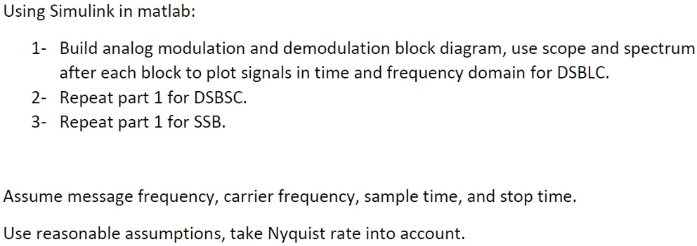 Solved Using Simulink In Matlab 1 Build An Analog Modulation And