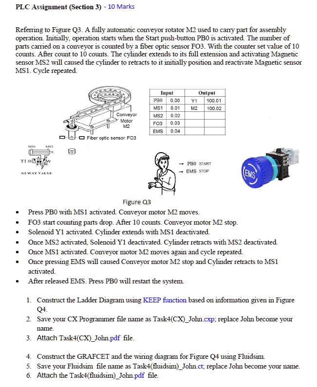 This is a PLC subject. Please finish the task using FluidSIM app and provide all the data. Sure ...