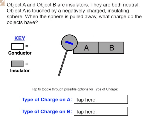 object a and object b are insulators they are both neutral object a is touched by a negatively ...