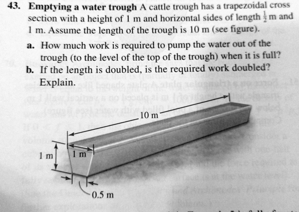 SOLVED: 43. Emptying a water trough A cattle trough has trapezoidal ...