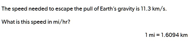 The speed needed to escape the pull of Earth's gravity is 11.3 km/s ...