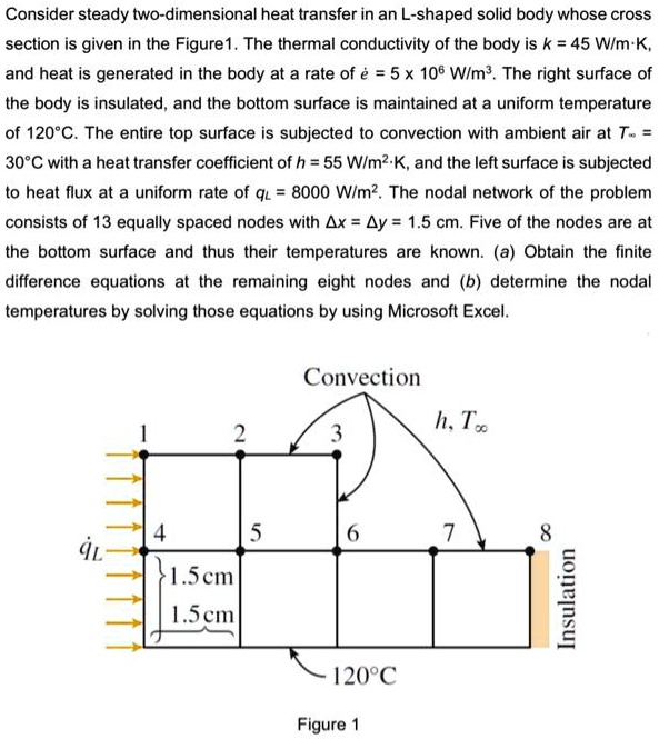 SOLVED: Consider steady two-dimensional heat transfer in an L-shaped ...