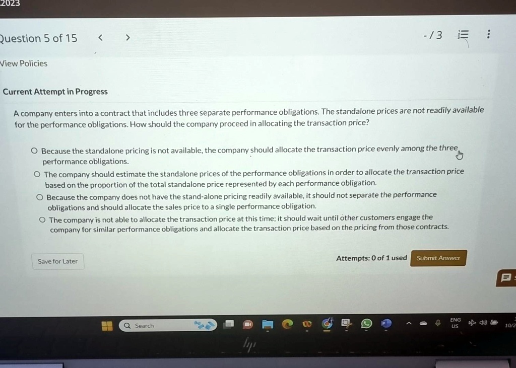 SOLVED: Texts: 2023 Question 5 of 15 -13 ... View Policies Current ...