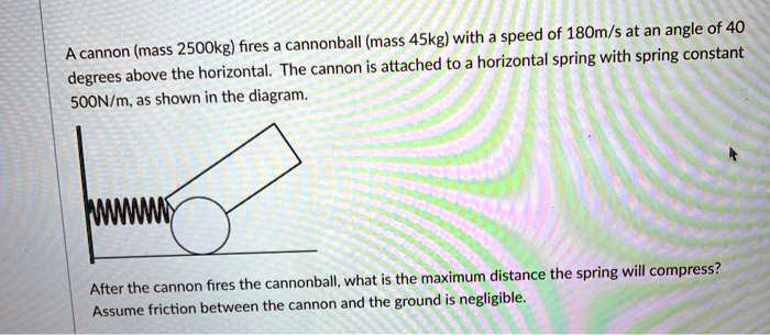 4skg with speed of 18oms at an angle of 40 a cannon mass 2500kg fires ...
