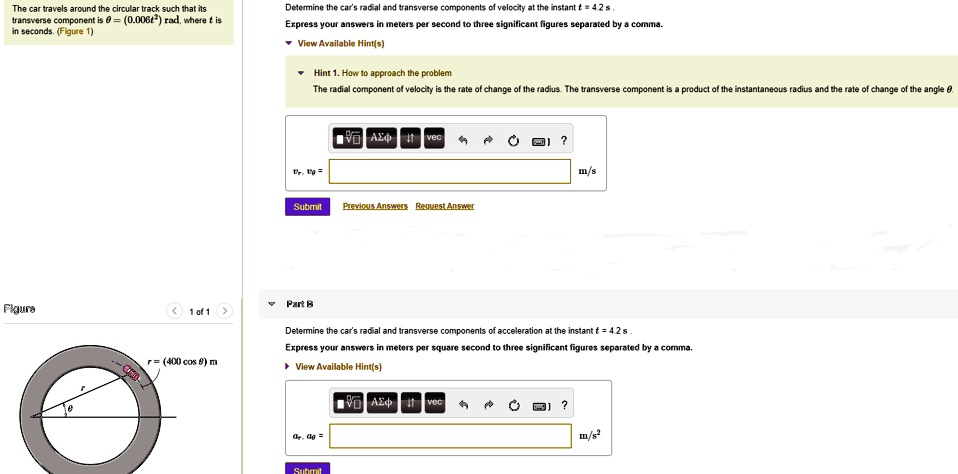 the car travels around the circular track such that its transverse ...