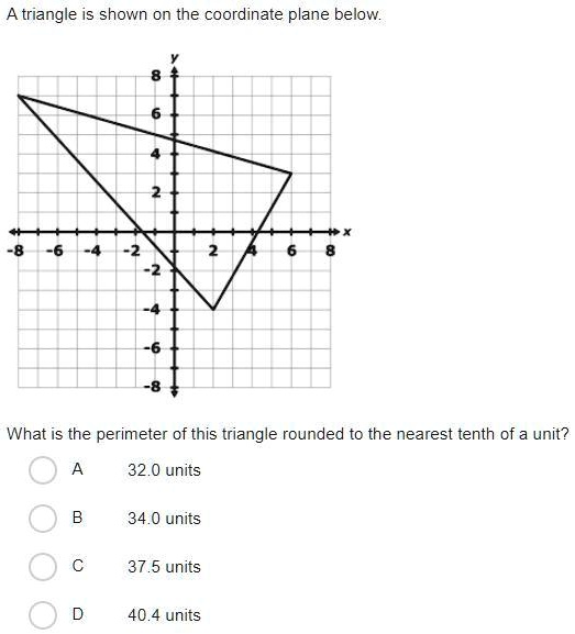 'A triangle is shown on the coordinate plane below. What is the ...