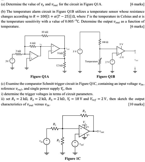 SOLVED: (a) Determine the value of vx and vout for the circuit in Figure Q1A. [6 marks] (b) The ...