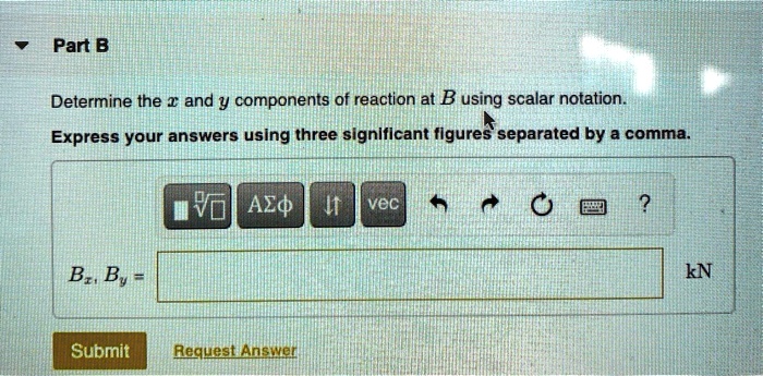 Solved Part B Determine The € And Y Components Of Reaction At B Using