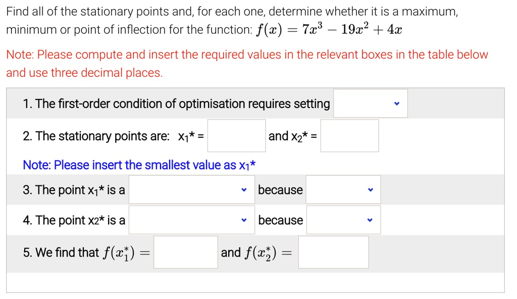 SOLVED: Find all of the stationary points and, for each one, determine ...