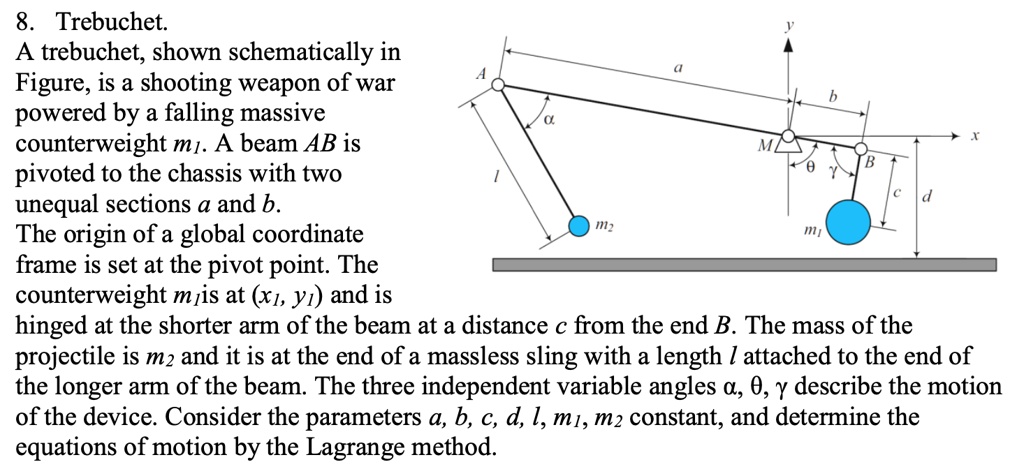 8. Trebuchet. A trebuchet, shown schematically in Figure, is a shooting ...