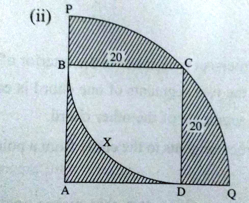 SOLVED: 'In the figure,square ABCD is inscribed in the sector A-PCQ.The radius of sector C-BXD ...