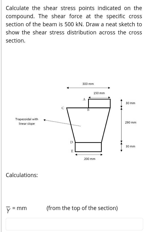 SOLVED: Calculate the shear stress points indicated on the compound ...