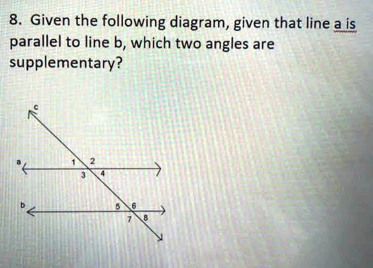 8. Given the following diagram, given that line a is parallel to line b ...