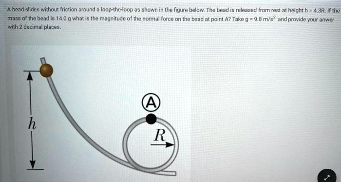 SOLVED: A bead slides without friction around a loop-the-loop as shown in the figure below.The ...