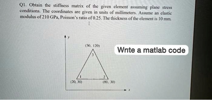 SOLVED: Q1. Obtain the stiffness matrix of the given element assuming ...