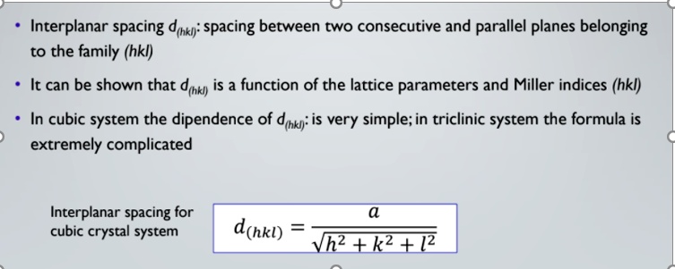 SOLVED: Show that in cubic crystal structure, the expression of the interplanar distance d (hkl ...