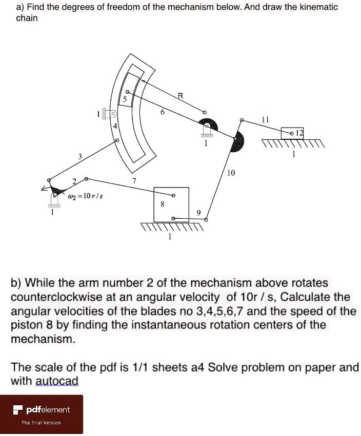 a) Find the degrees of freedom of the mechanism below. And draw the ...