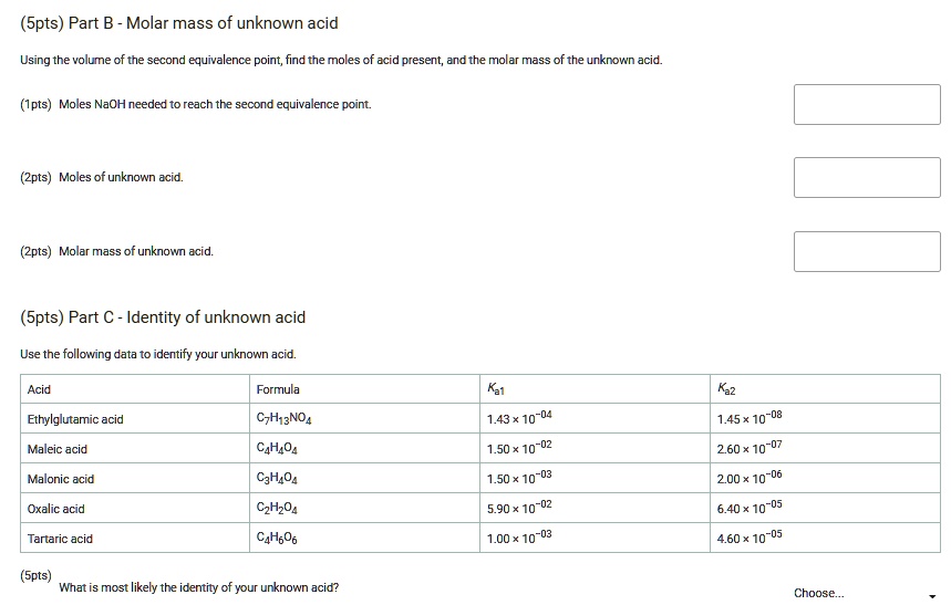 VIDEO solution: (Spts) Part B Molar mass of unknown acid Using the ... VIDEO solution: (Spts) Part B Molar mass of unknown acid Using the ...