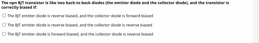 the npn bjt transistor is like two back to back diodes the emitter ...